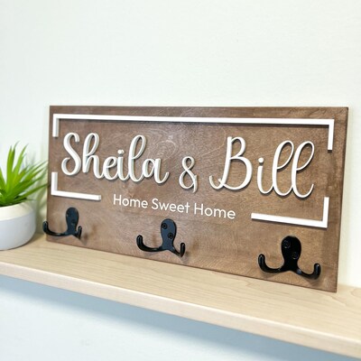 Personalized Key Holder for Wall, Family Name Key Holder, Family Day ...