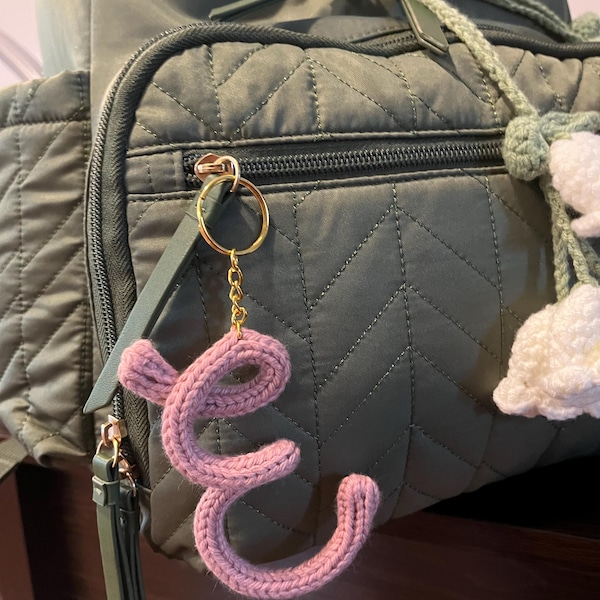 Knitted Initial Keychain: Personalized Cotton Wire Letter Charm - Etsy