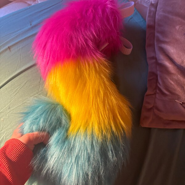 Pansexual LGBT Curled Pride Fursuit Tail - Etsy