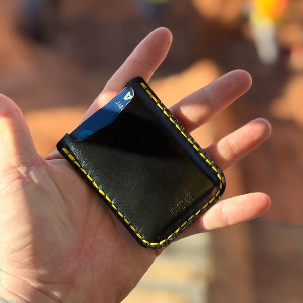 Slim Leather Card Holder, Minimalist Wallet for Men and Women, Simple ...