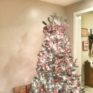 White Wood Star Christmas Tree Topper Decoration 12 Star Tree Topper ...