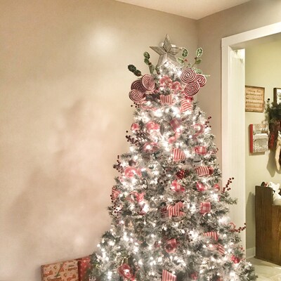 White Wood Star Christmas Tree Topper Decoration 12 Star Tree Topper ...