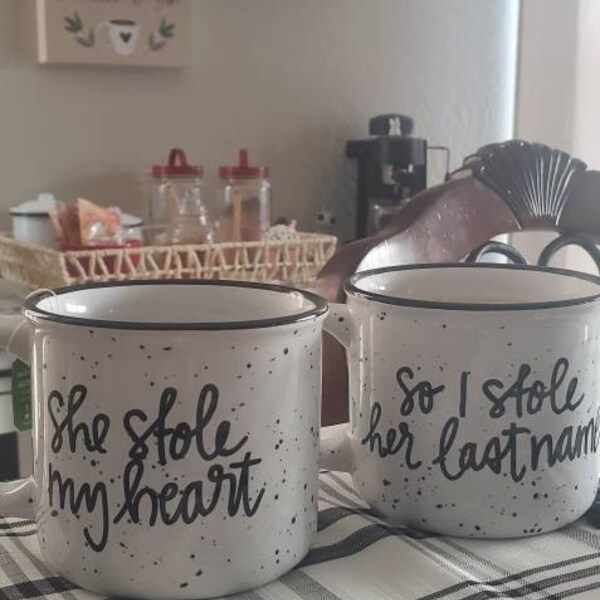 His and Hers Engagement Mugs, His and Her Mug Set, Love Mug, Valentine ...