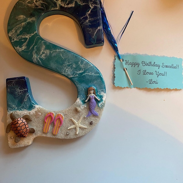 Custom Beach Themed Letter Wall Hanging Monogram Initial Surf Art Beach ...