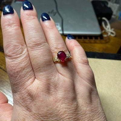 Natural Red Ruby Engagement Ring 4ct Emerald Cut Vintage Rose Gold ...