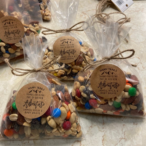 Trail Mix Labels, New Adventure Label, Woodland Baby Shower Favors ...