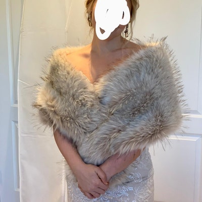 Blush Nude Faux Fur Bridal Wrap, Wedding Fur Shrug, Bridal Fur, Fur ...