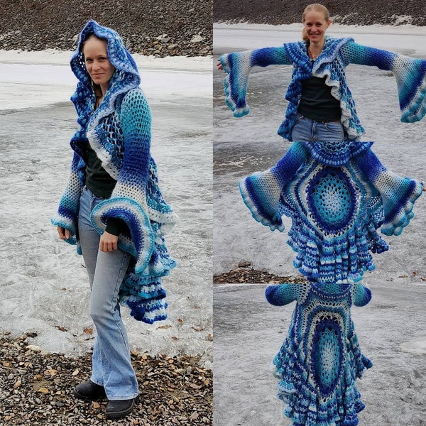 Crochet PATTERN: Lotus Duster / the ORIGINAL Bell Sleeve Lace Mandala ...