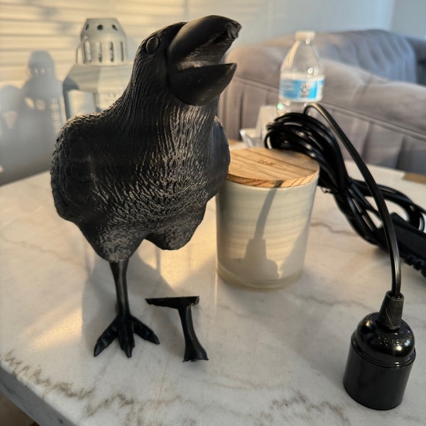 Raven Lamp Sculpture With Corded Lamp - Add a Touch of Gothic Decor ...