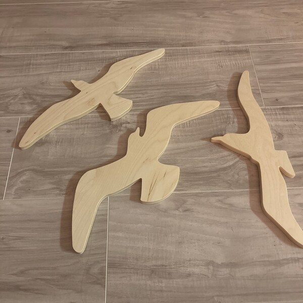 Seagull Silhouette Cutout Shape - Wood Seagull Wall Decor - Flying ...