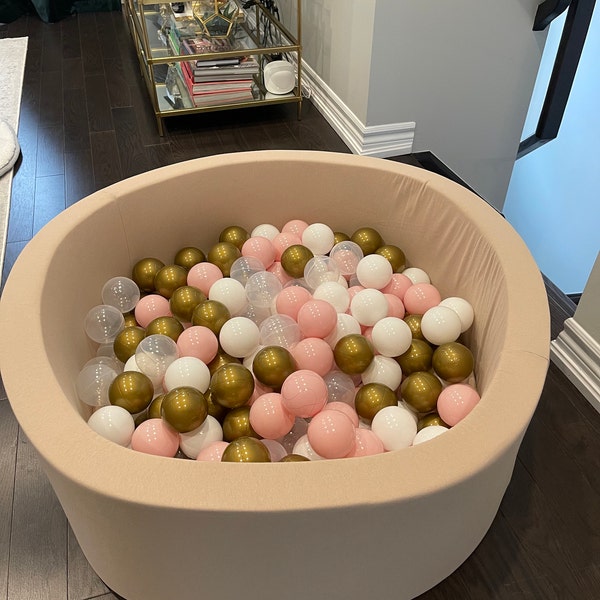 Beige Ball-pit Round +200 Balls Included Baby Foam Round Ball Pit, Ball ...
