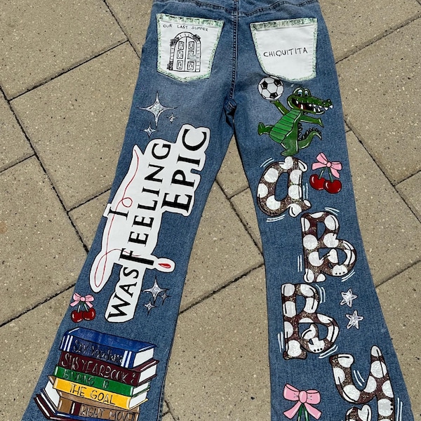 Hand Painted Denim Jeans-customizable-you Supply the Jeans-you ...
