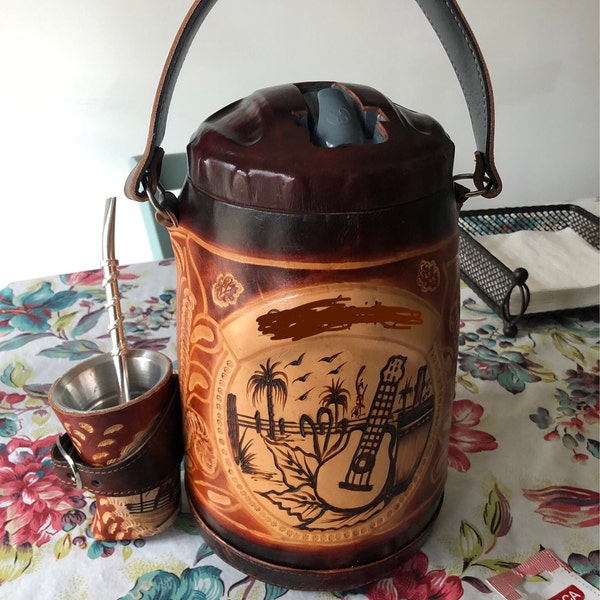 Round Small Yerba Mate Container Leather | Yerbera | Azucarera | Brown ...