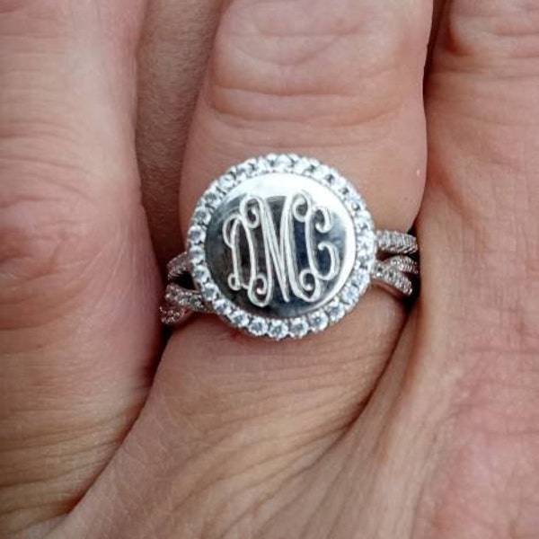 Sterling Silver Monogram Stackable Ring, Sterling Silver Stackable Rings, Sterling Silver Sara ...