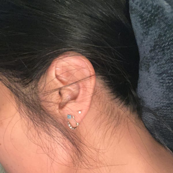 14K Solid Gold Sparkly Double Sequin Double Chain Attachment Triple ...