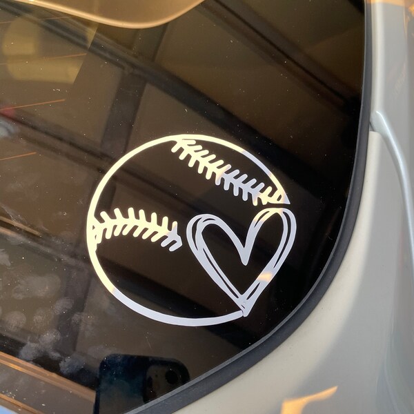 Baseball Car Decal Baseball Heart Decal Baseball Window Decal Baseball ...