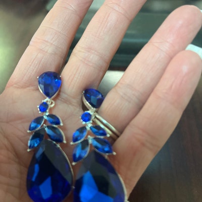 Blue Rhinestone Earrings Big Baby Blue Earrings Light Blue - Etsy