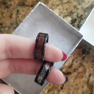 Blue Tone Dragon Stainless Steel Band Rings for Men/ Women/ Couple - Etsy