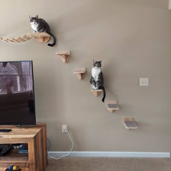 Cat Steps, Wall Mounted Cat Steps Pet Furniture. Set of Five (5) Steps ...