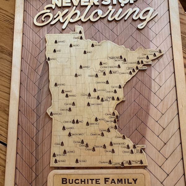 Custom Minnesota State Parks Travel Map | Personalized Minnesota Tracker Map | Gift for ...