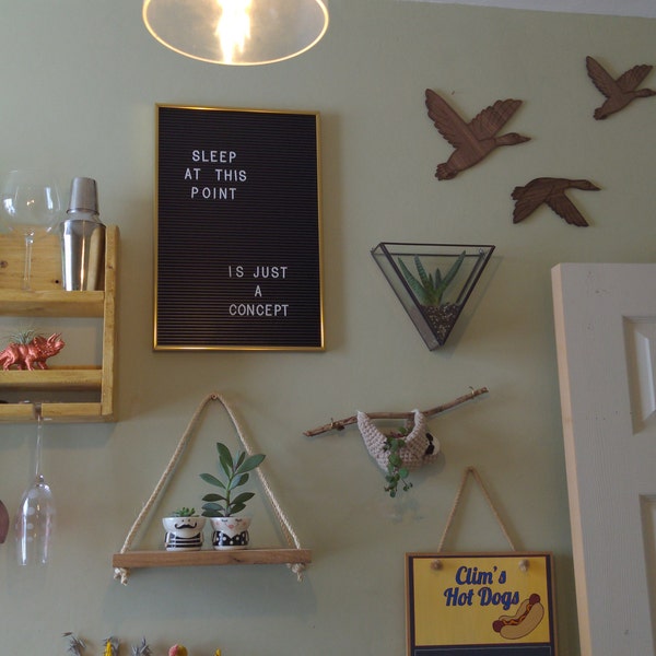 Flying Ducks Wooden Wall Art - Set of Three Reversible Retro Wooden ...