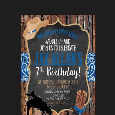 Western RODEO COWBOY BULL Rider Buckaroo Birthday Silhouette Back ...