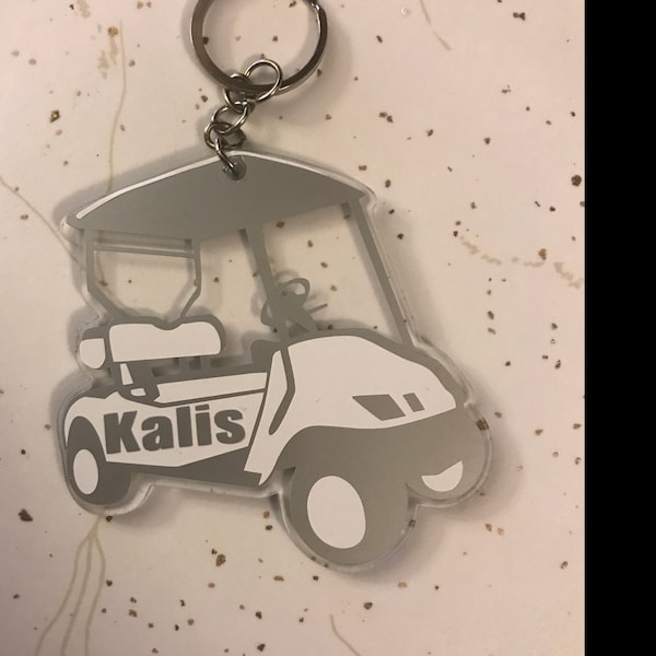 Custom Golf Cart Keychain, Golf Cart Keychain, Personalized Acrylic ...
