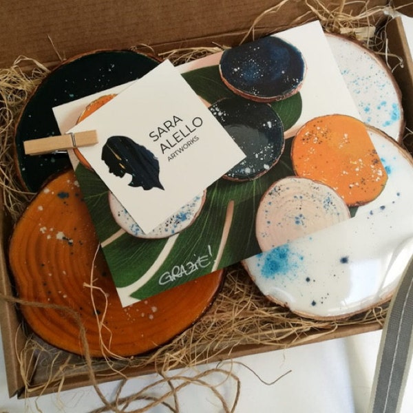 Set 4 Ocean Resin Coaster, Resin Art Ocean Waves, Ocean Coasters Set ...