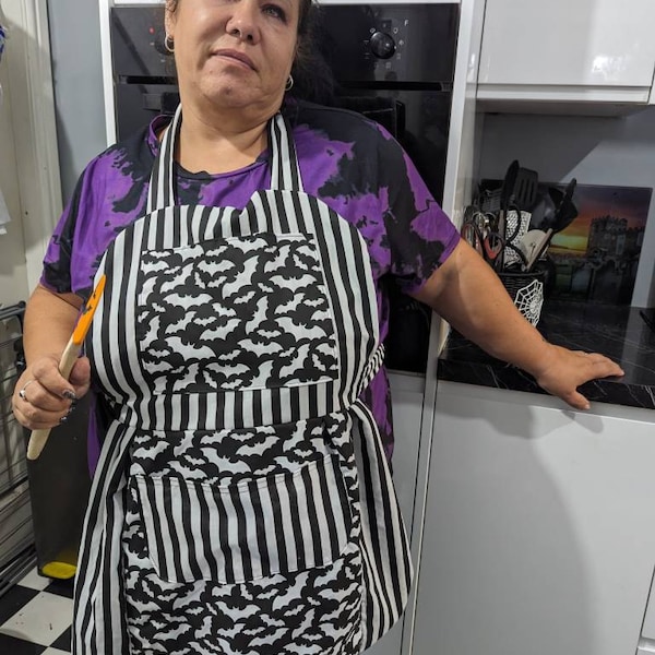 Goth Apron, Rockabilly Apron, Retro, Pin Up, Kitchen Witch, Halloween ...