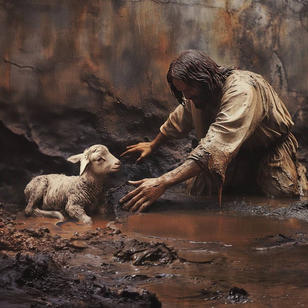 Jesus Rescues the Muddy Lamb -- Digital Download - Etsy