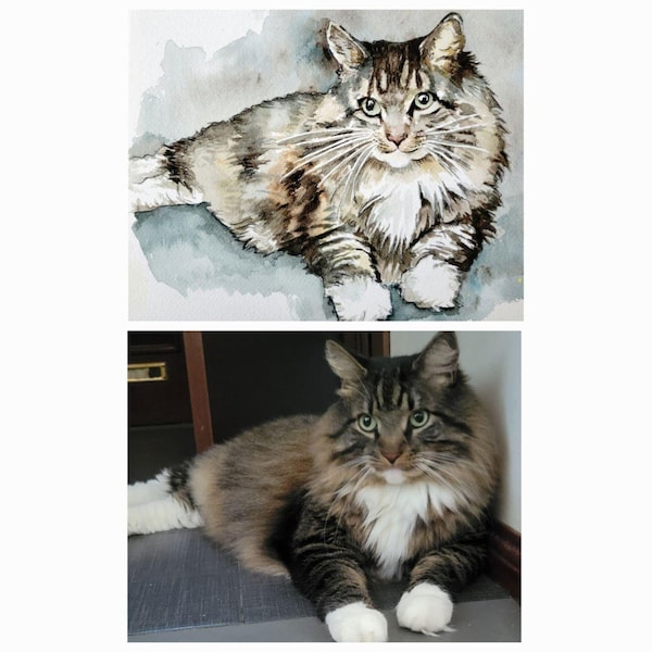 Cat Portrait, Cat Art, Custom Cat Painting, Custom Pet Portrait ...