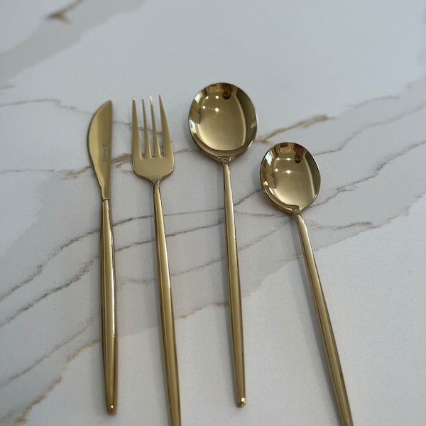 Gold Cutlery Set 84 Pieces Set, Gold Tableware Cutlery Set, Gold ...