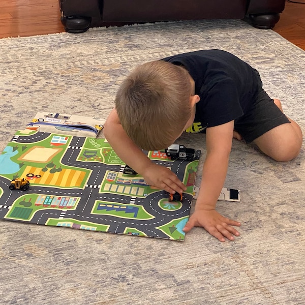 Race Track Travel Car Mat - Fold up Car Mat - Travel Toy -travel Game ...