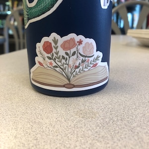 Floral Book Sticker / Open Book Sticker / Reading Sticker / - Etsy