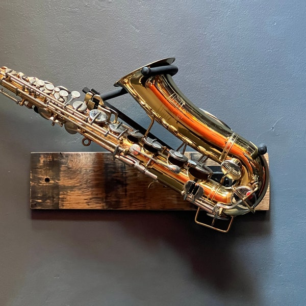 Whiskey Barrel Stave Saxophone Wall Mount - Saxophone Hanger | Soprano ...