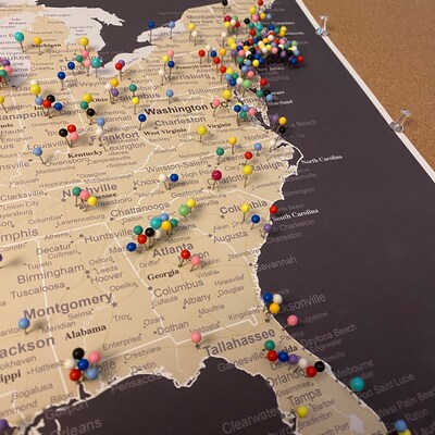 Detailed USA Push Pin Map print Only, Highly Detailed Pin Map, Travel ...