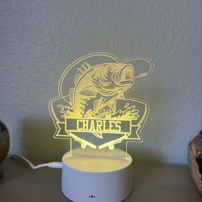 Fishing Night Lamp, Custom Night Light, Bedroom Decor, Fishing ...