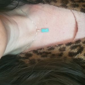925forher Long Rectangle Turquoise Necklace Pendant With Silver Box ...