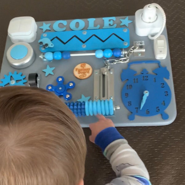 Trendy Gray Toddler Busy Board, Montessori Classroom Decor, Fidget Toy ...