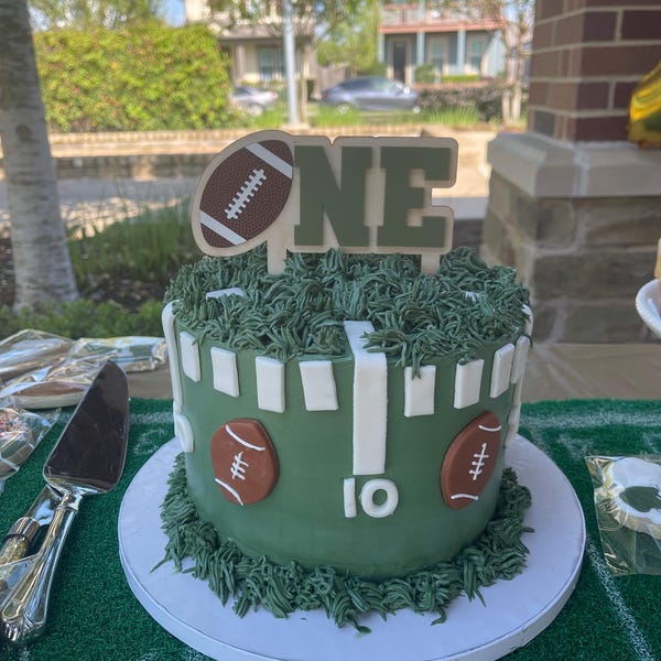 Football Cake Topper, First Year Down Birthday, Football First Birthday ...