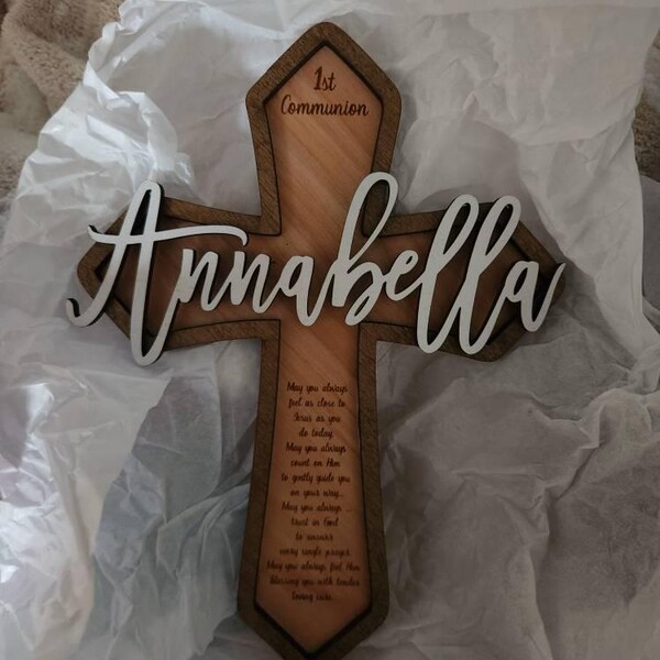 First Holy Communion Personalized Wooden Cross Prayer Baptism Cross ...