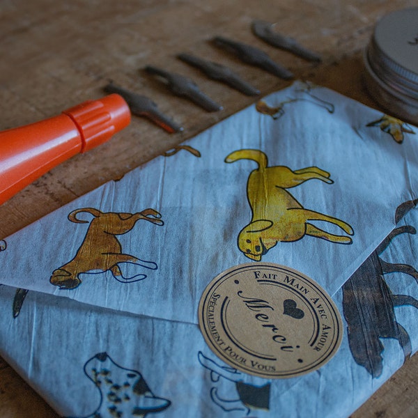 Beginners Linocut and Print Starter Kit With Black Ink Pad, DIY Print ...