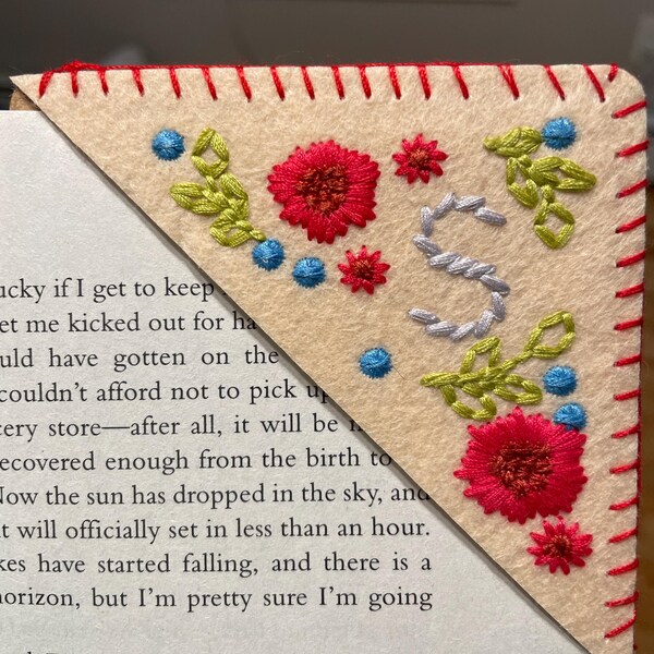 Handmade Embroidered Corner Page Bookmark, A to Z Letters Personalized ...