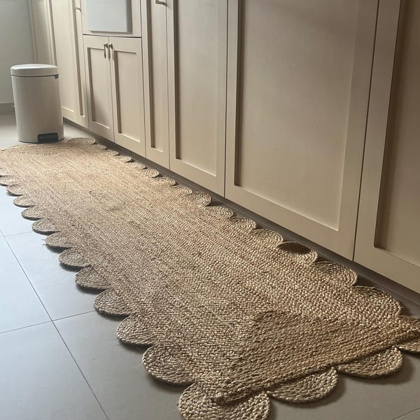 Scalloped Runner Rug, Jute Scallop Rug, Jute Runner Rug, Natural Jute ...