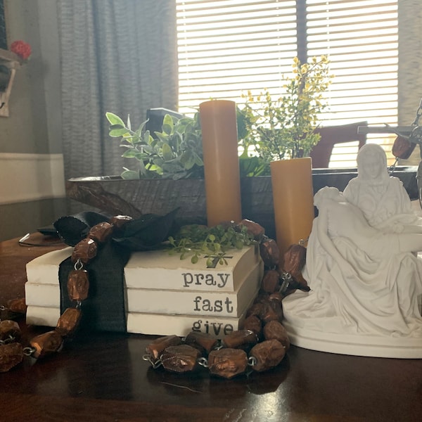 Pray Fast Give Book Stack / Farmhouse Book Stack / Real Books - Etsy