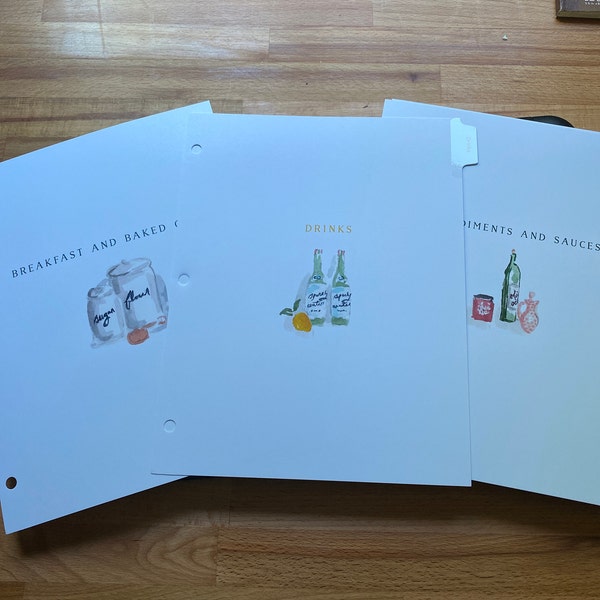 Tab Dividers for Recipe Binder - 8 Categories, Cute Tab Dividers, Fits ...