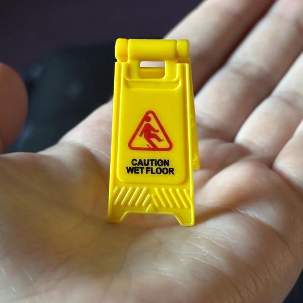 Miniature Warning Sign Mini Floor Caution Sign Yellow Plastic Notice 1/ ...
