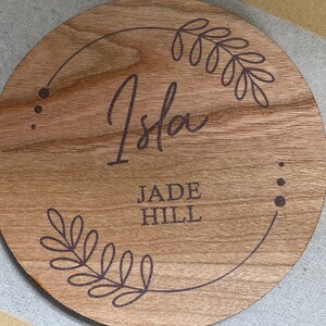 Baby Name Announcement Wooden Sign With Personalised, New Baby Arrival ...