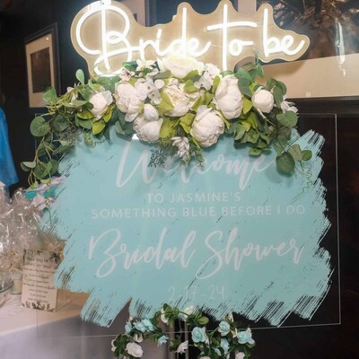 Wedding Shower Acrylic Sign, Personalized Bridal Shower Welcome Sign ...