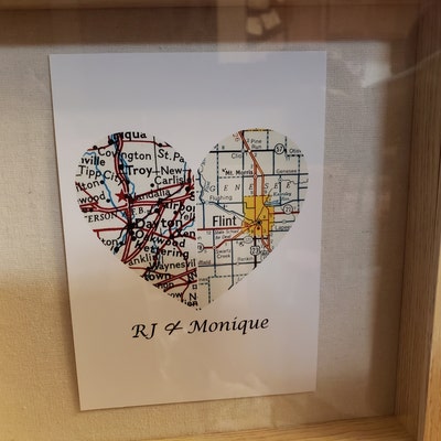 CUSTOM Half and Half Heart Map Art Print. Print Only NO Frame. You ...